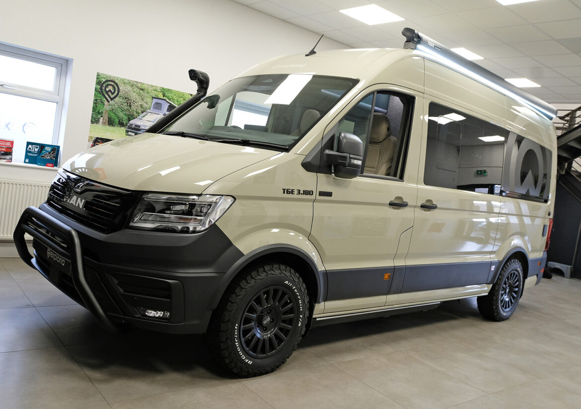 Multisport 60 - MAN TGE 3.180 – 4X4 MWB / Standard Wheelbase – Light Grey - Show Van - Exploria